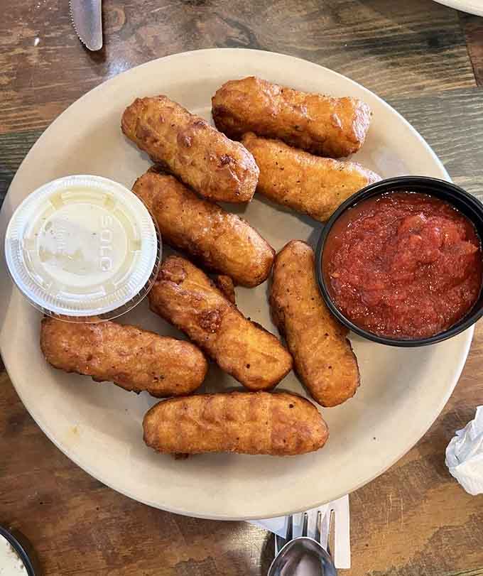Golden, crispy, and served with marinara. These mozzarella sticks are the opening act nobody expected to steal the show.
