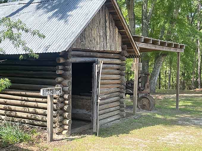 This weathered smokehouse preserved meat through hot summers, making your refrigerator seem downright miraculous by comparison.