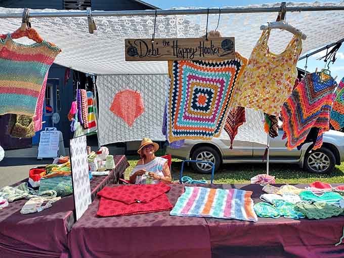 Debi the Happy Hooker's colorful crochet creations bring handmade charm and serious skill to every stitch.