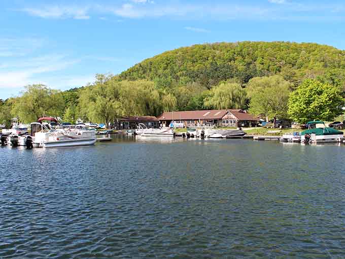 O'Hara's Landing Marina sits on Lake Wononscopomuc like it belongs in a painting you'd actually hang up.