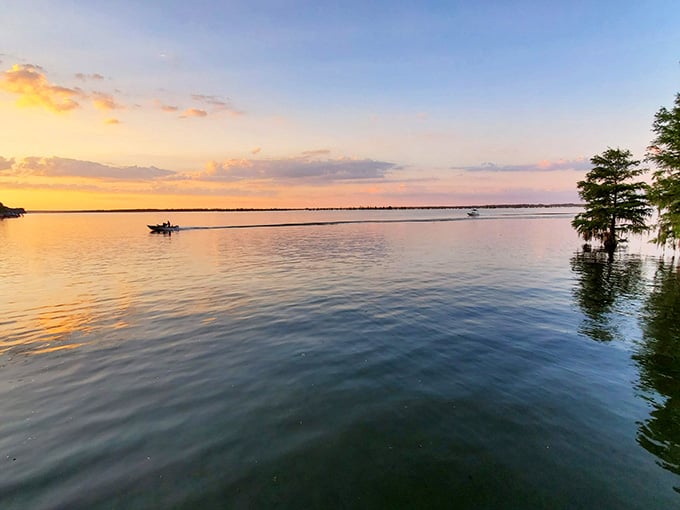 That's someone living their best life on the water, probably catching dinner while you're stuck in traffic somewhere.