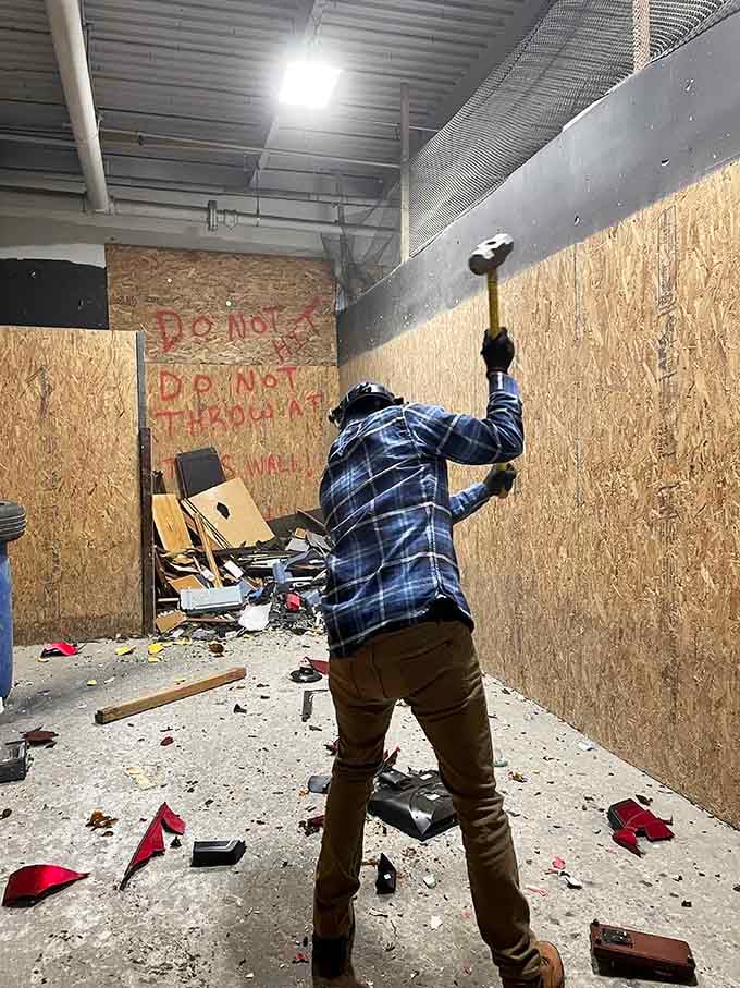 When a sledgehammer goes overhead, something shifts. The tension leaves, the shoulders drop, and life suddenly feels very manageable.