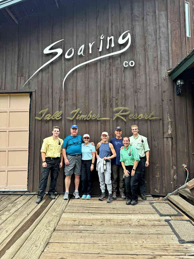 The Soaring crew at Tall Timber Resort, ready to turn your comfortable ground-level existence completely upside down.
