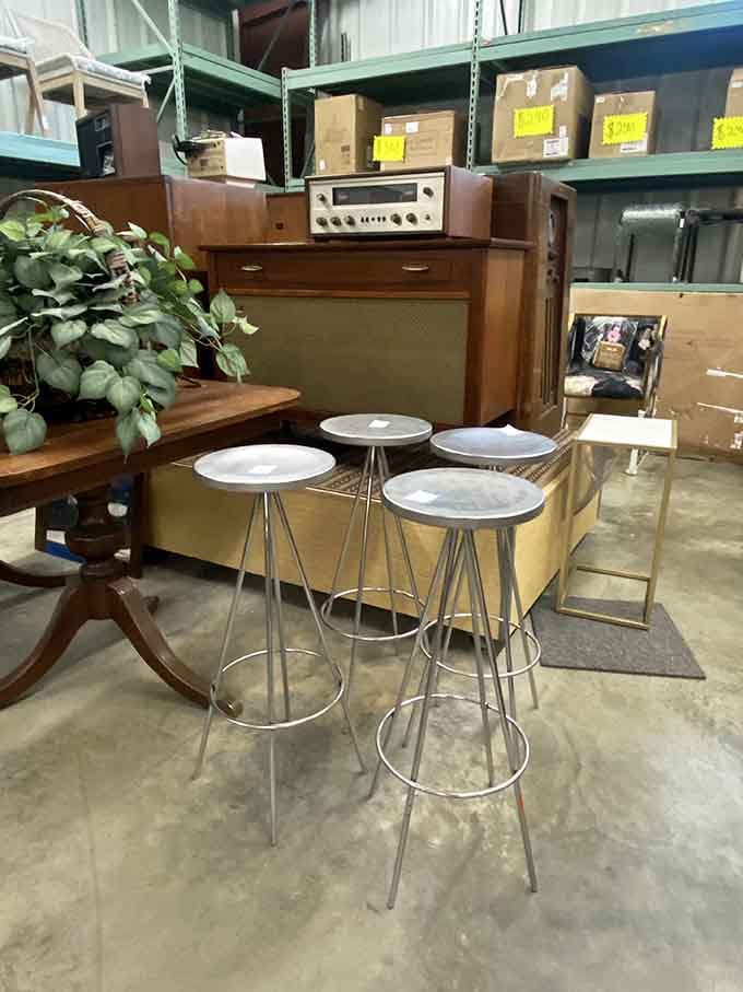 Retro bar stools and vintage stereo consoles ready to transform your basement into the coolest hangout since 1975.