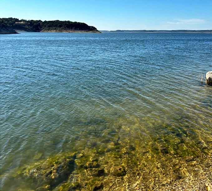 You can see straight to the rocky bottom here, and yes, this is still Texas, not the Caribbean.