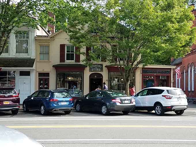 Historic storefronts maintain their dignity while serving modern shoppers who appreciate authentic character and quality goods.