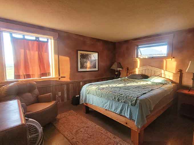 Bedrooms designed for one purpose: sleeping deeply after hours of therapeutic soaking under the stars above.
