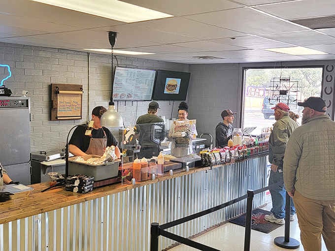 A busy order counter means the kitchen never stops. Fresh, hot BBQ keeps moving out the door.