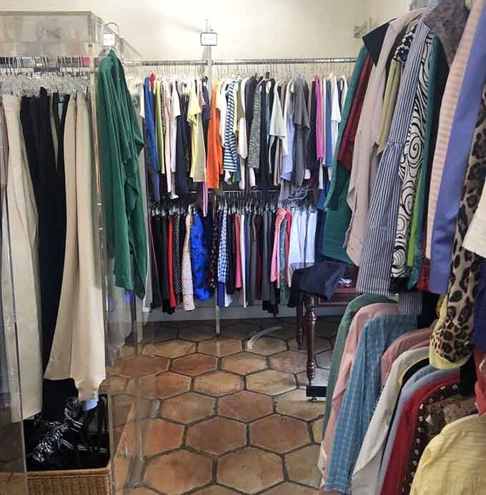 Racks of colorful clothing lined up like a well-curated closet that someone generously decided to share with the rest of us.