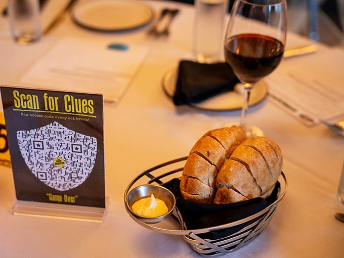 Bread, wine, and a QR code that unlocks fresh clues. Dinner just got a serious upgrade tonight.