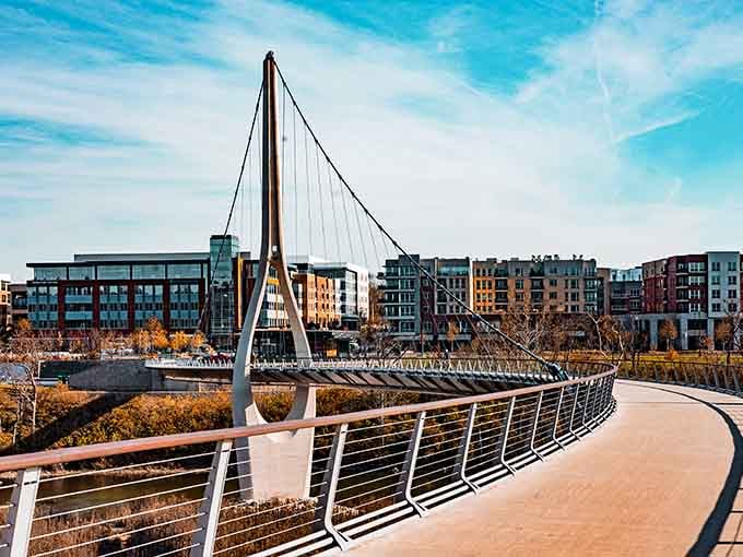The modern buildings provide a striking backdrop, showing how Dublin blends contemporary style with natural beauty.