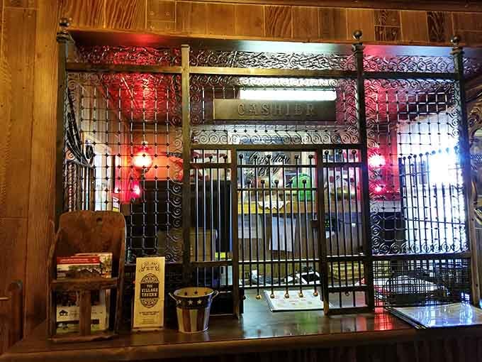Even the cashier station has character, with decorative ironwork that reminds you this place values aesthetics as much as appetites.