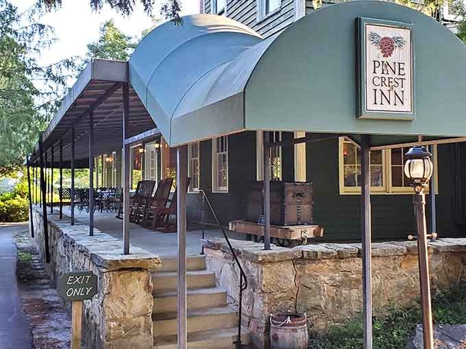 The 1906 Pine Crest Inn wraps you in historic charm and rocking chair comfort all at once.
