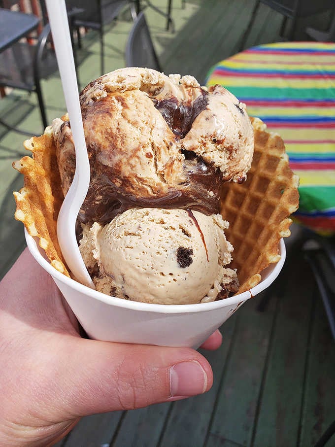 Coffee and chocolate ice cream together in a waffle cup. Bold, rich, and completely unapologetic about it.