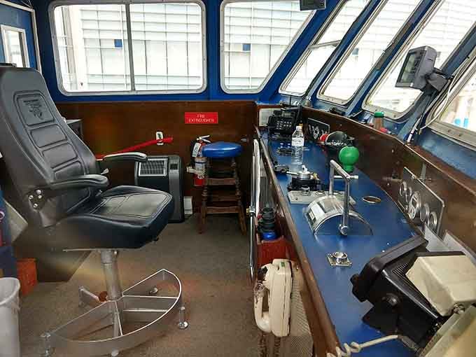 The pilot house where all the magic gets steered. Compact, purposeful, and surprisingly fascinating to peek into.