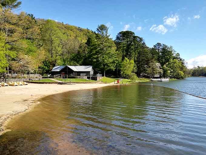That sandy shoreline is proof that Georgia's mountains have been hiding a beach this whole time.