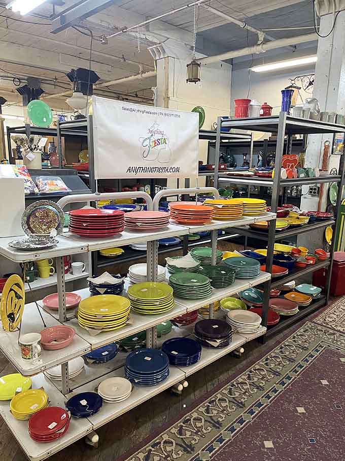 Fiesta dinnerware stacked in every color imaginable. Your kitchen table deserves this kind of cheerful chaos.