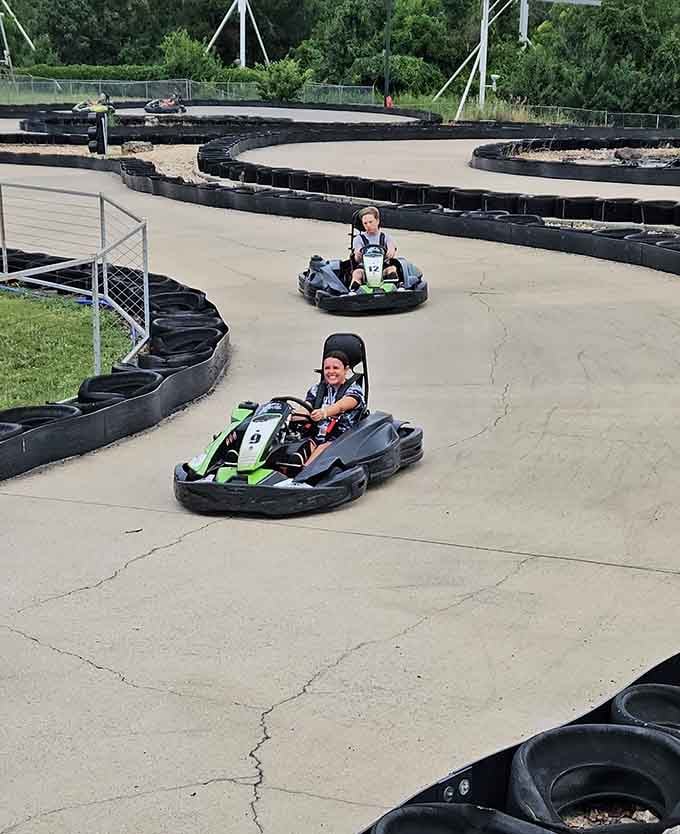 Pure joy on four wheels. That smile is the universal language of someone who just found their happy place.