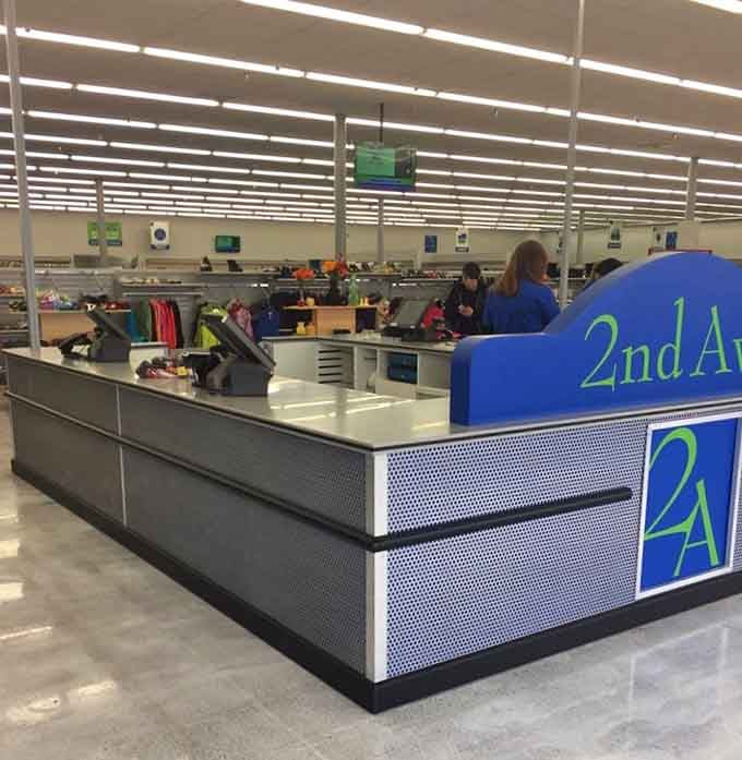 The checkout area, where the real magic happens and your total somehow keeps coming in lower than expected.