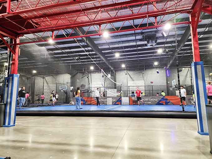 Kids navigate foam pits and obstacles with the focus of Olympic athletes training for the Chaos and Laughter Games.