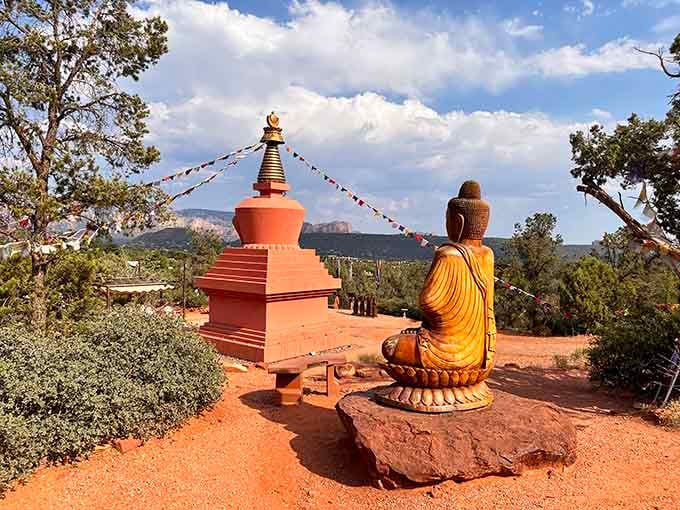 Two sacred monuments stand together in perfect harmony, much like the landscape that surrounds them here.