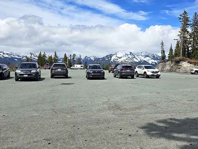 Even the parking lot has a mountain backdrop here. Only in Washington does this feel completely normal.