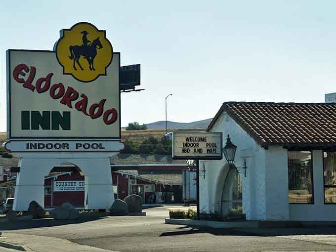 The Eldorado Inn's vintage sign and indoor pool offer old-school road trip vibes without the questionable mattresses of yesteryear.