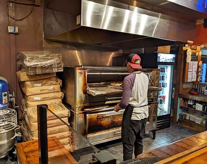 The pizza oven works overtime creating these magnificent monsters that defy all reasonable expectations.