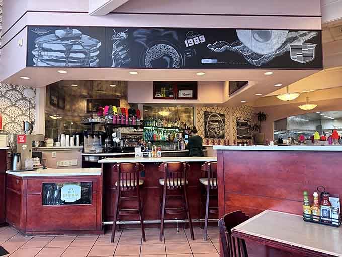 The counter seating offers front-row views of the kitchen action, where all the magic happens in real time.