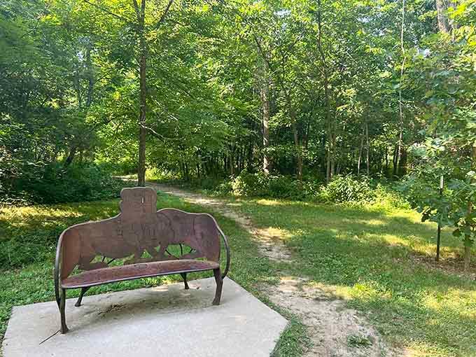 A bench that invites you to sit, breathe, and remember what peace actually feels like for a minute.