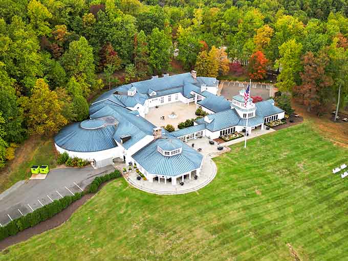 Nestled among fall foliage, this grand winery estate proves that Virginia wine country has absolutely nothing to apologize for.