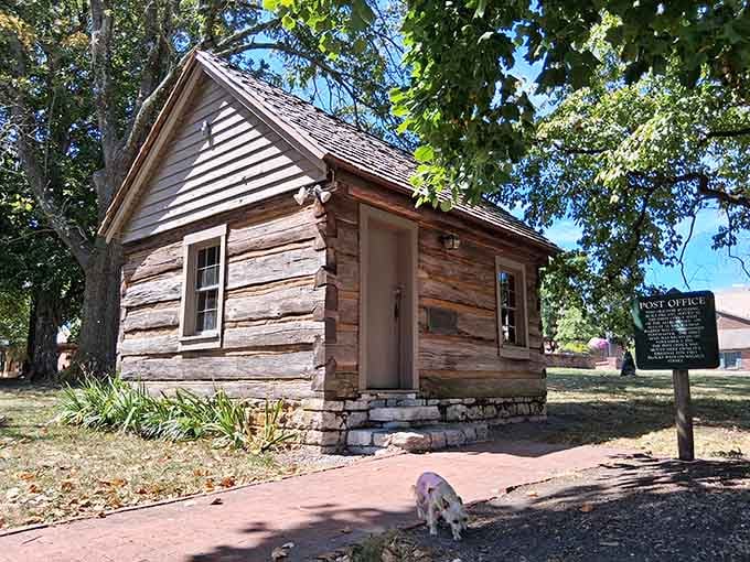 The tiny post office building reminds us that communication was precious when letters were the only connection to home.