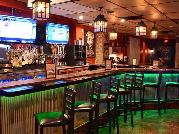 Counter seating, lantern lighting, and a full bar. This is where a great evening quietly begins.