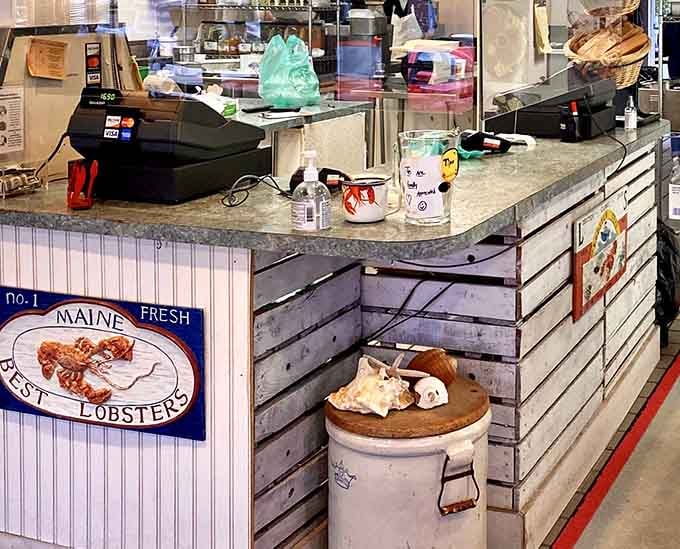 The counter where Maine's finest lobsters make their journey from ocean to your eager plate begins here.