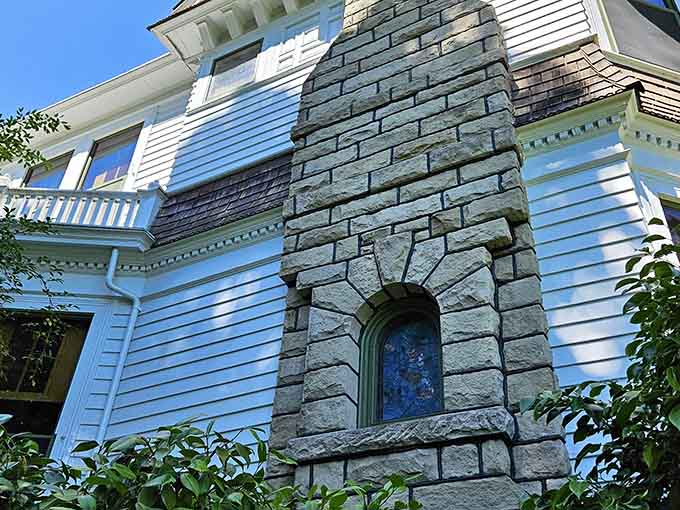 Stone masonry meets Victorian woodwork in a combination that says, "We took craftsmanship seriously around here."