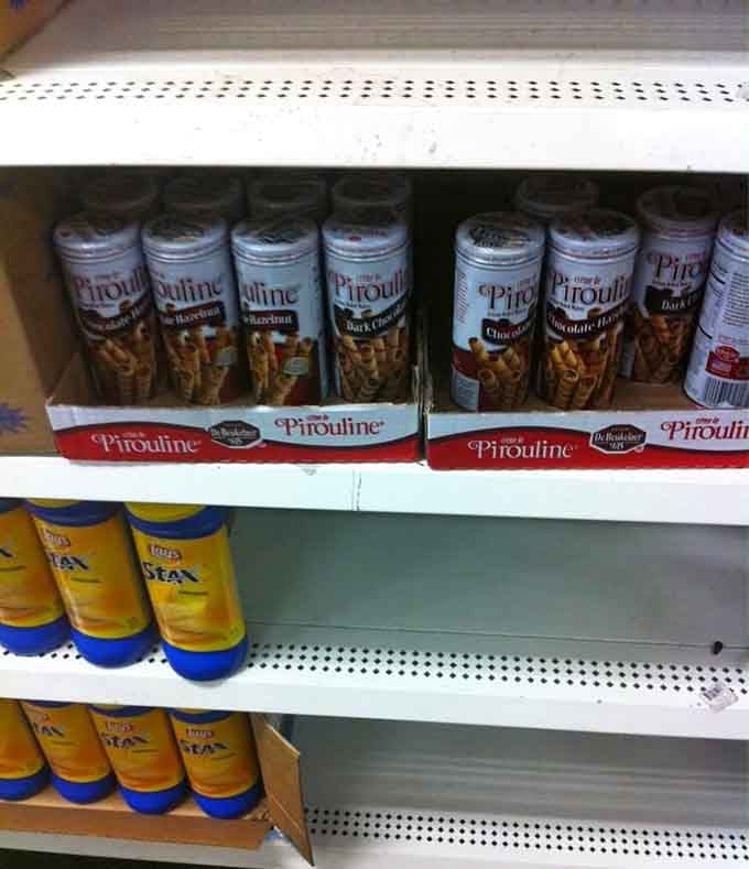 Pirouline rolled wafer cookies sitting pretty on the shelf, the kind of find that makes you feel like you've won something.