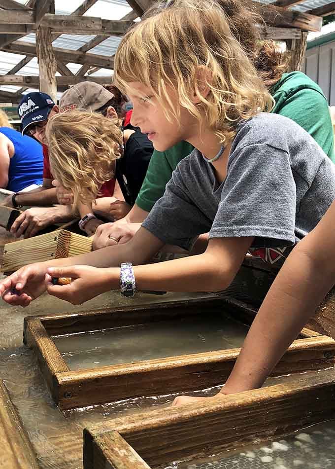 That look on her face says she just found something. The sluice flume delivers that moment every single time.
