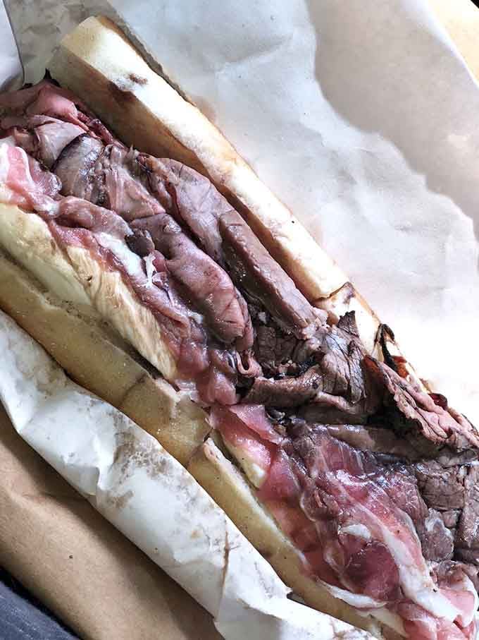 Prosciutto, mozzarella, and roast beef proving that Italian-American fusion was perfected long before it became trendy terminology.