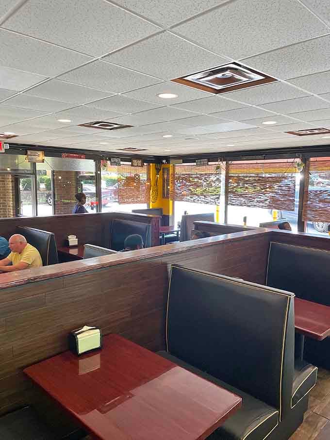 Plenty of booth space to spread out, relax, and contemplate the delicious choices you've just made.