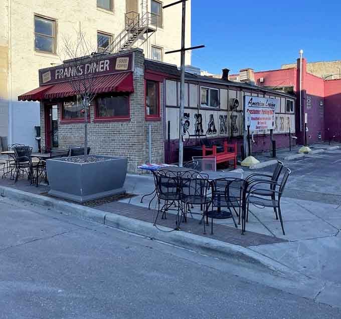 Even the outdoor seating area maintains that classic diner charm, perfect for people-watching while you digest.