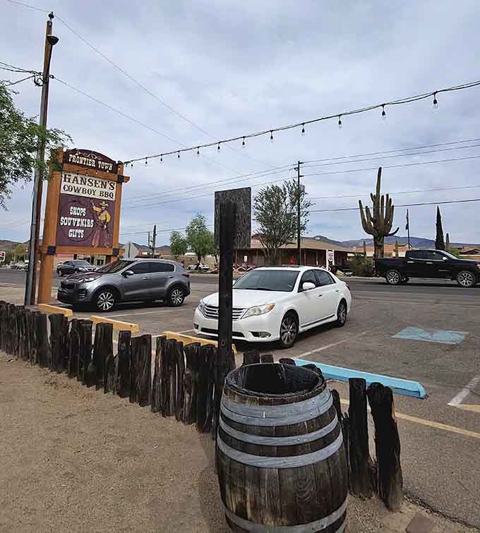 The Frontier Town sign out front sets the tone perfectly &mdash; shops, souvenirs, and serious Western character await inside.