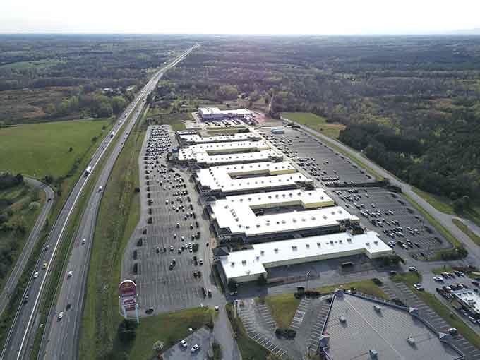 An aerial view revealing the sheer magnitude of this shopping paradise, stretching out like a retail promised land.