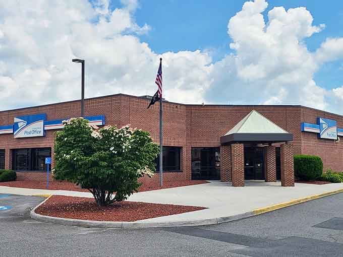 Even the post office looks dignified here, with manicured landscaping that says this community takes pride seriously.