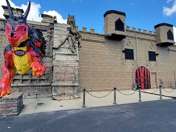 The castle exterior with its dragon guardian makes one thing perfectly clear, something extraordinary is happening inside.
