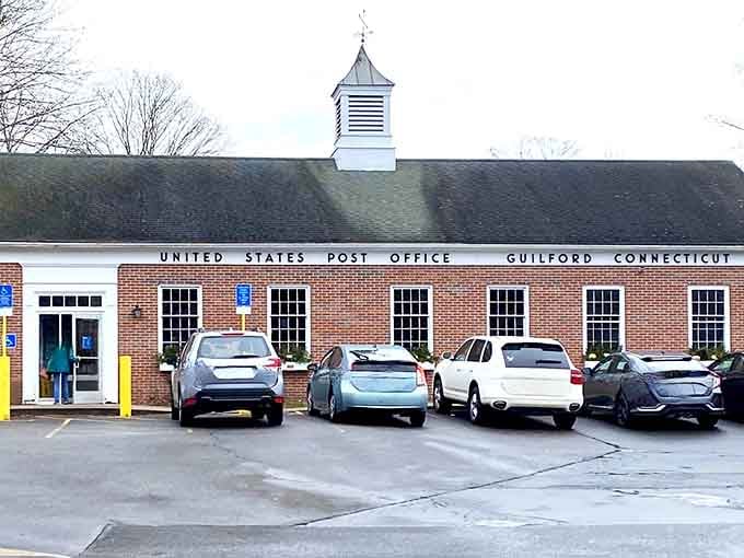 Even the Guilford post office has a cupola, because in this town, charm is apparently non-negotiable on every single building.
