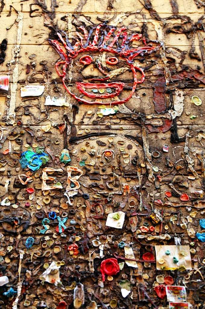 Somewhere between outsider art and pure childhood mischief, this gum portrait is the Sistine Chapel of sticky creativity.
