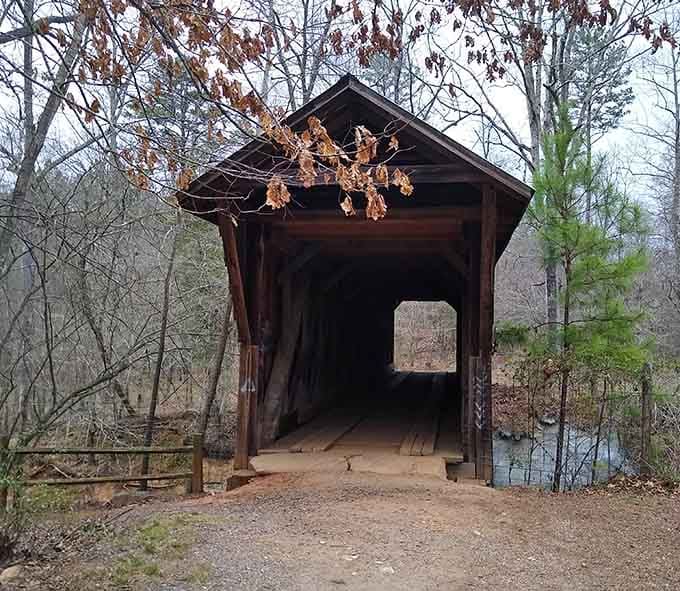 This covered bridge leads somewhere beautiful, and also possibly into a fairy tale.