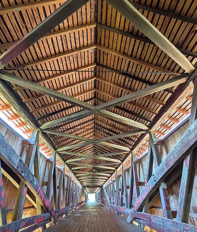 Look up inside this bridge and you'll find a geometric masterpiece that no modern architect could improve upon.