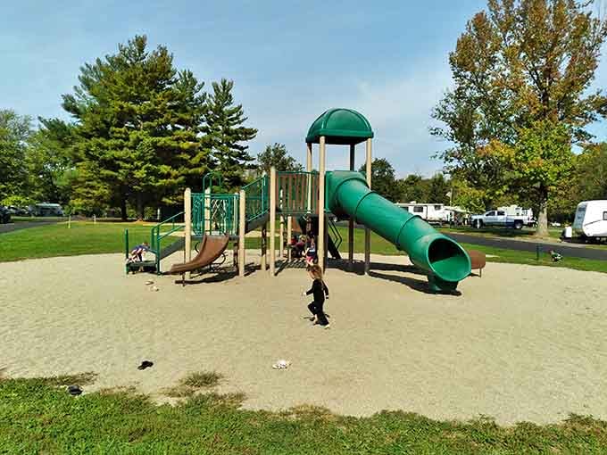 The playground keeps the little ones happy, which keeps everyone else happy too. Everybody wins out here.