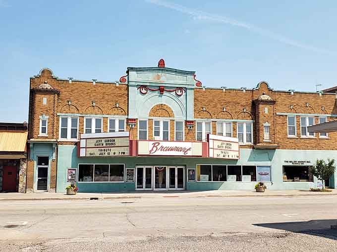 The Braumart Theater stands proud on the main drag, a classic beauty that time wisely left alone.